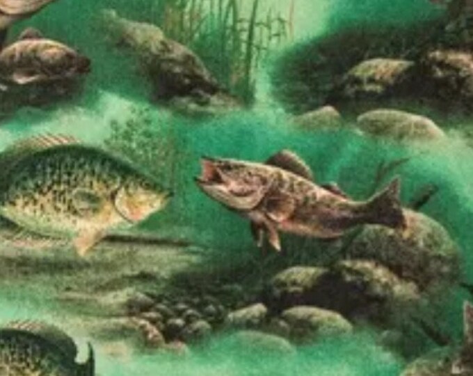 Orange Fish Fabric A Day in the Life of Lake Trout With Minnows by Vo ...