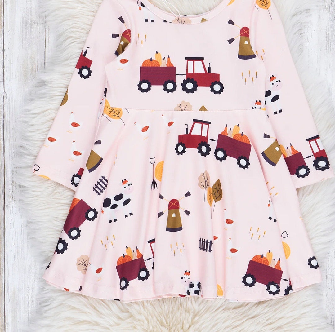 Farm Tractor Hayride Wagon Dress Monogram/name Embroidery Optional - Etsy