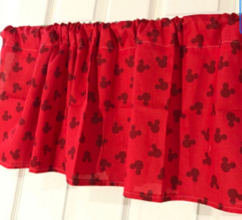 Red Mickey Mouse Heads Disney Window Topper Curtain Valance - Etsy