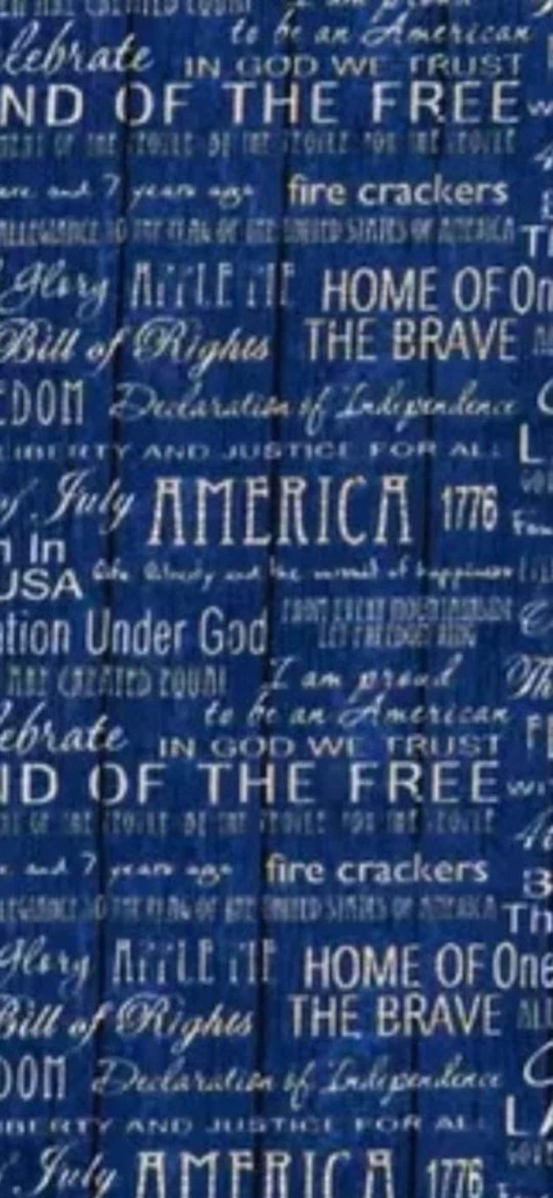 Patriotic Words Americana Blue Words by the Yard, Half Yard, Cotton ...