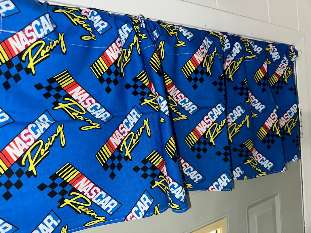 Nascar Blue Racing, Racecar Window Topper, Curtain Valance - Etsy