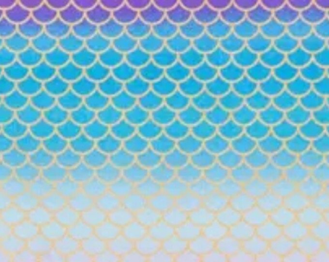 Blue Summer Mermaid Scales Fabric Blue Mermaid by Washburnart Summer ...