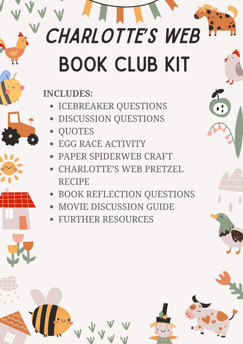 Charlotte's Web Book Club Guide - Etsy