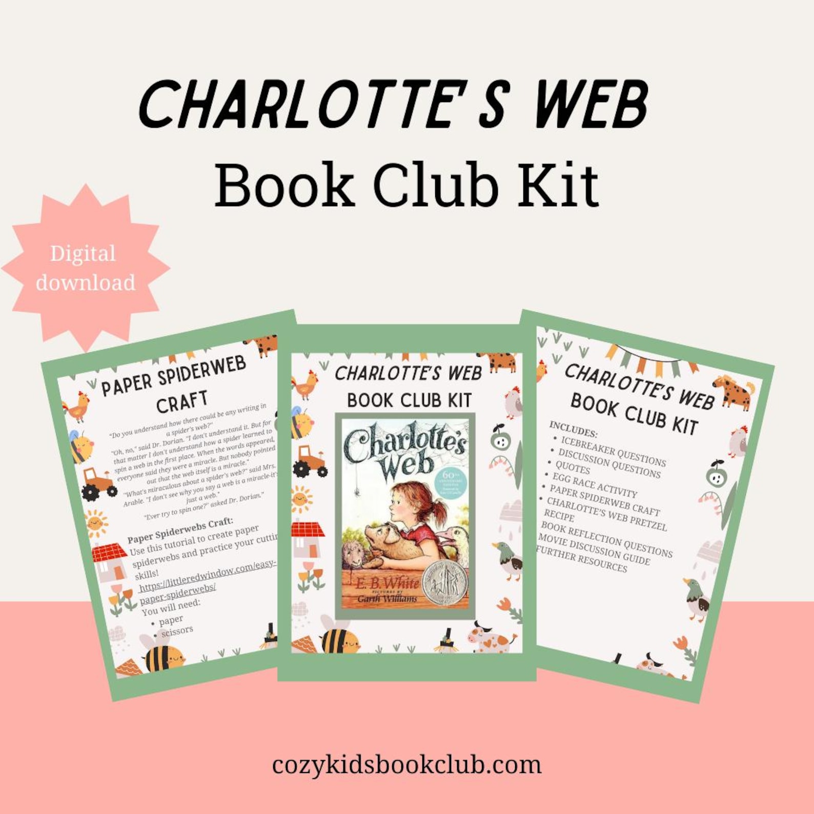Charlotte's Web Book Club Guide - Etsy