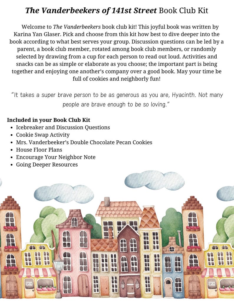 The Vanderbeekers Book Club Kit: Kids' Book Guide (digital Download) - Etsy