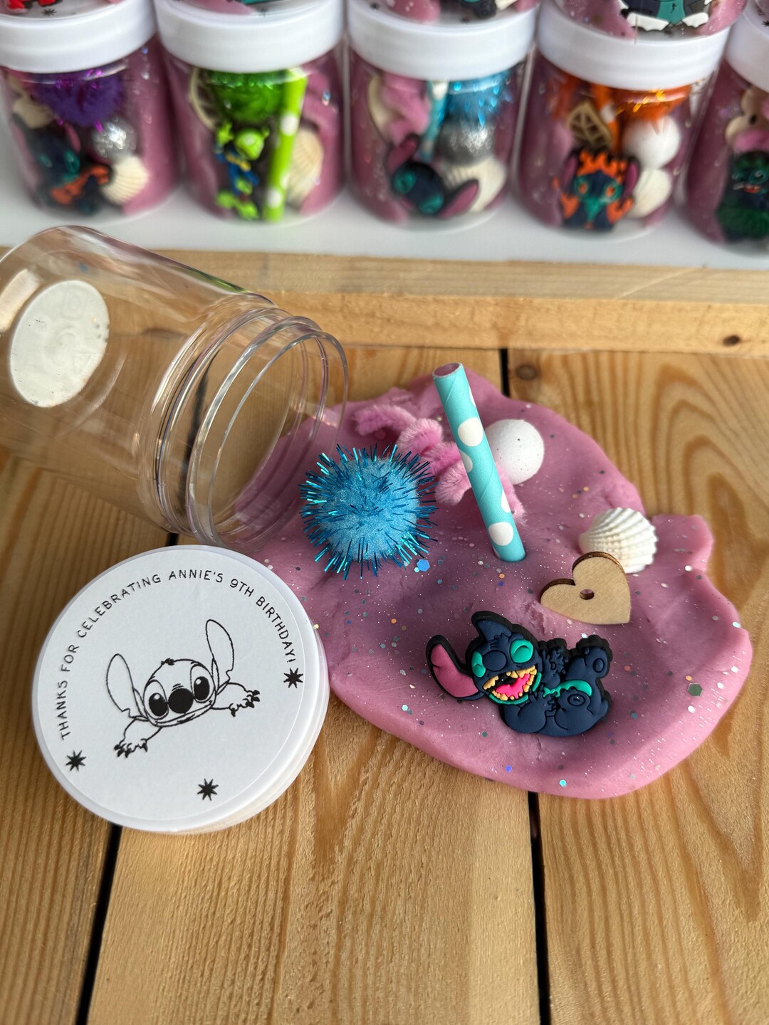 Stitch Inspired Birthday Party Favors – 5 Sensory Playdough Jars ...