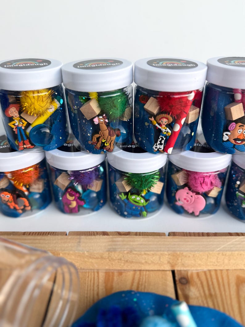 Toy Story Inspired Playdough Set – 5 Sensory Jars for Birthday Party ...
