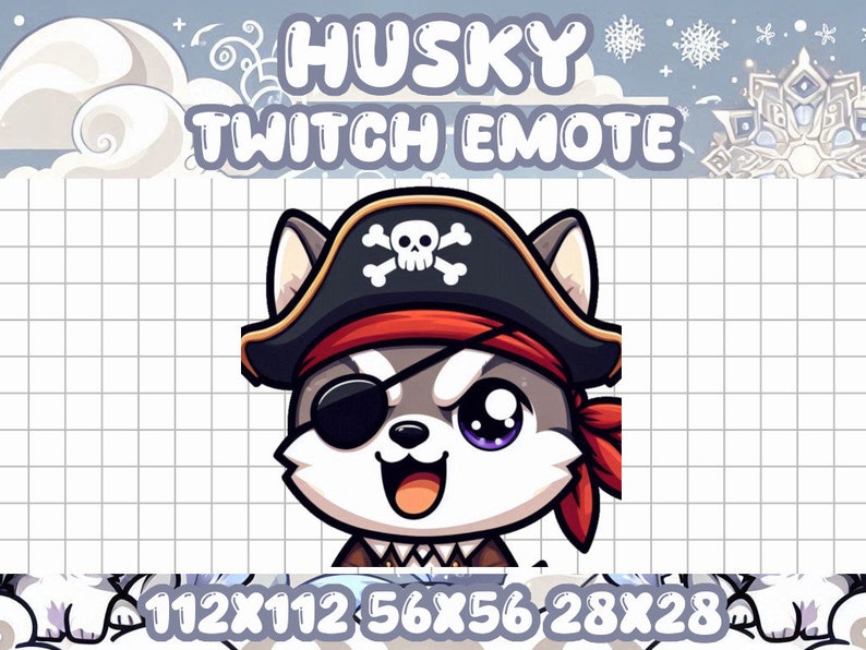 Husky Pirate Emote Cute Kawaii Animal Icons Chibi Gamer Emotes for ...