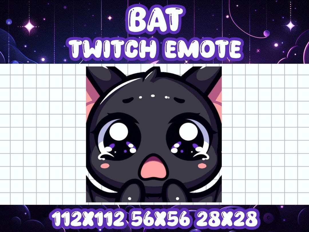 Black Bat Scared Emote for Twitch Discord Halloween Chibi Gamer Icon ...