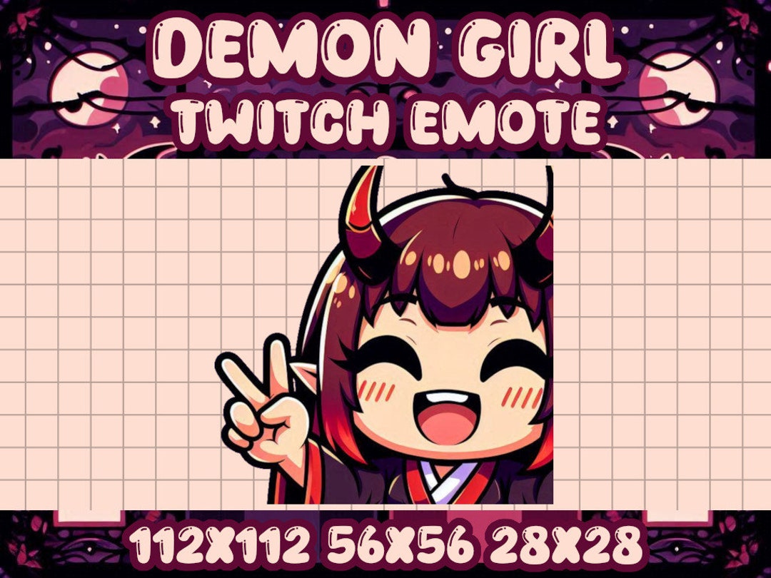 Demon Girl Peace Sign Emote Cute Kawaii Twitch & Discord Icon Adorable ...