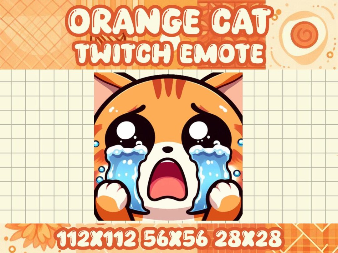 Orange Tabby Cat Crying Emote for Twitch Discord Gamer Chats | Cry Sad ...