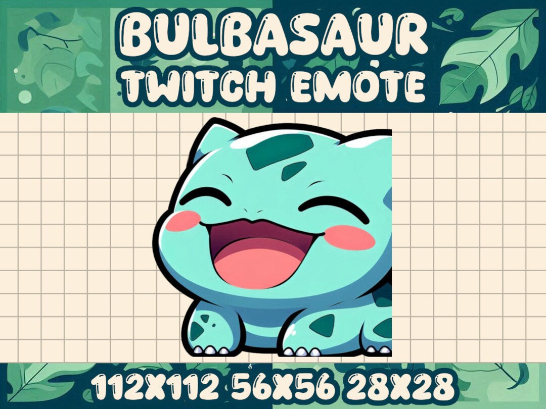 Bulbasaur Laugh Emote Kawaii Gamer Icon for Twitch and Discord - Etsy ...