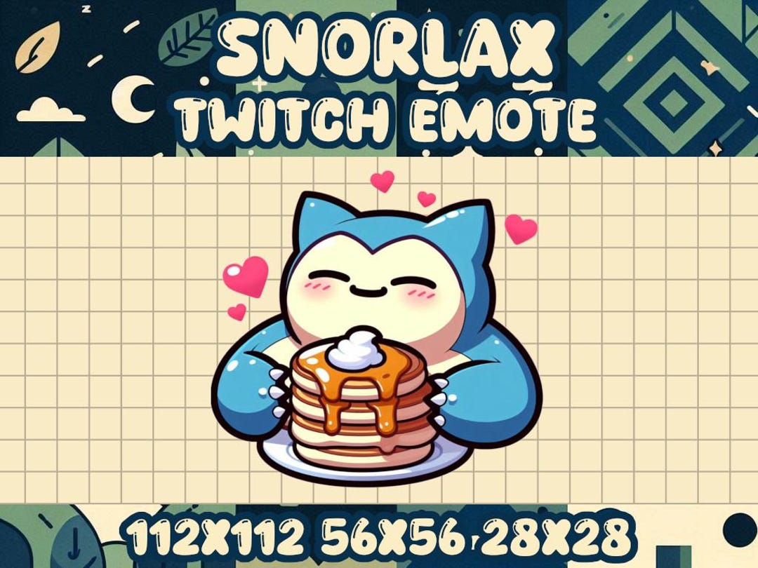 Snorlax Pancakes Emote | Pokémon Cozy Breakfast Love Icon for Twitch ...