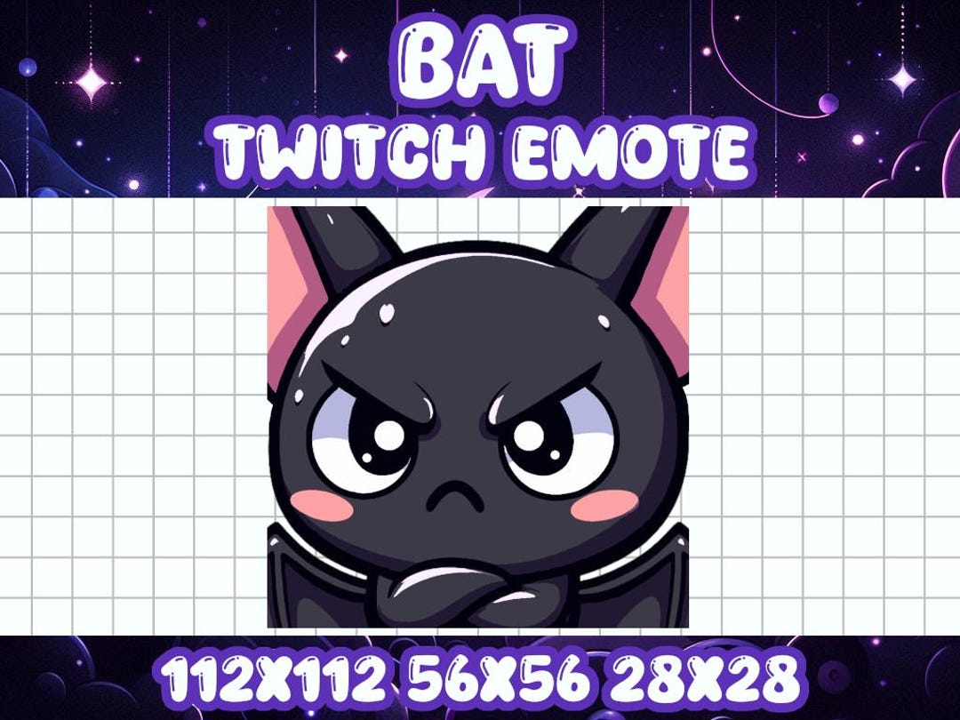 Black Bat Angry Emote for Twitch Discord Halloween Chibi Gamer Icon ...