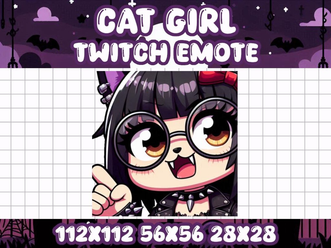 Goth Cat Girl Nerd Emote for Twitch and Discord Livestreams | Um ...