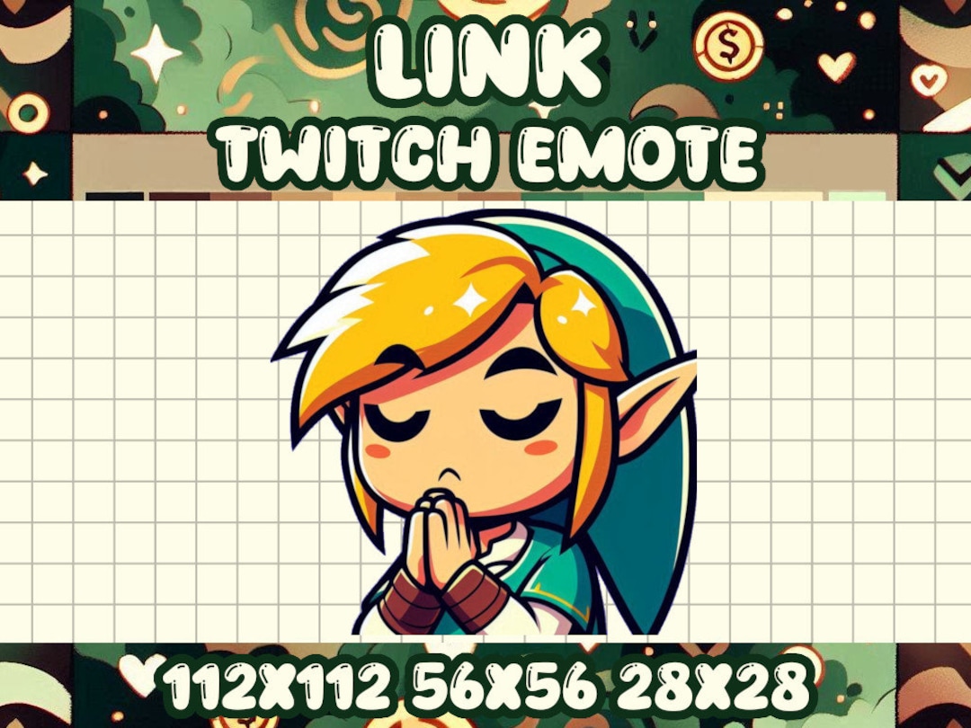 Link Pray Emote Legend of Zelda Twitch & Discord Icons Kawaii Chibi ...