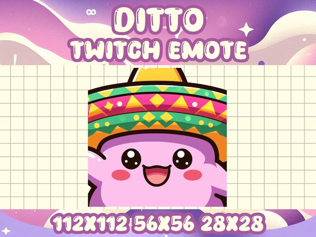 Ditto Mariachi Emote Cute Kawaii Pokémon Sombrero Icon for Twitch and ...