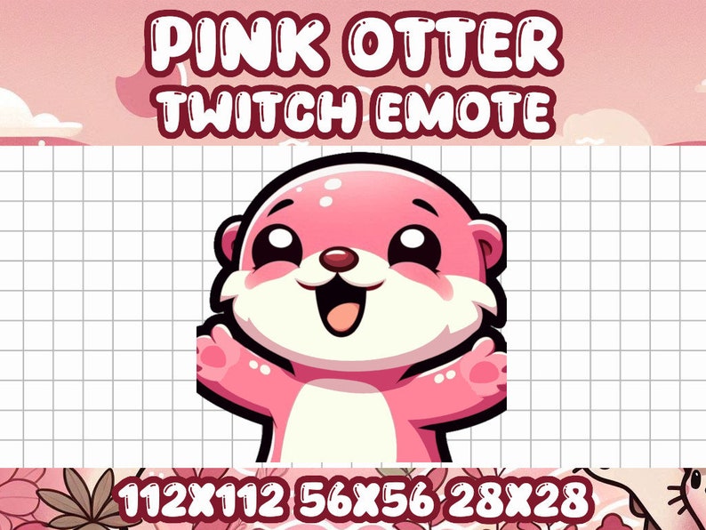 Pink Otter Hug Emote Cute Kawaii Twitch & Discord Icons Adorable Animal ...