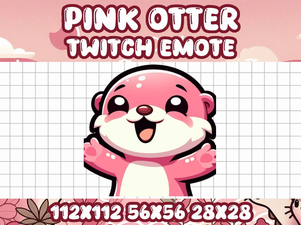 Pink Otter Hug Emote Cute Kawaii Twitch & Discord Icons Adorable Animal ...
