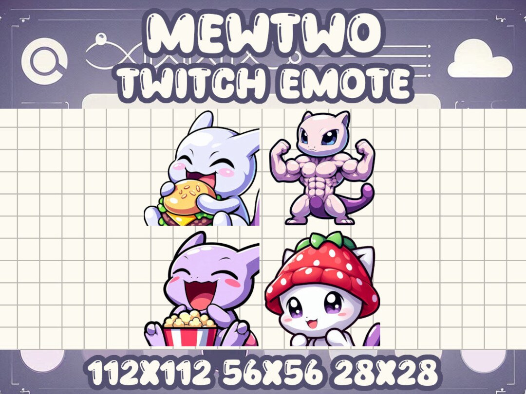 4-pack Emote Bundle: Mewtwo Burger, Muscle, Popcorn, Strawberry Hat ...