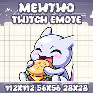 Mewtwo Burger Emote Pokémon Twitch & Discord Icons Cute Chibi Gamer ...