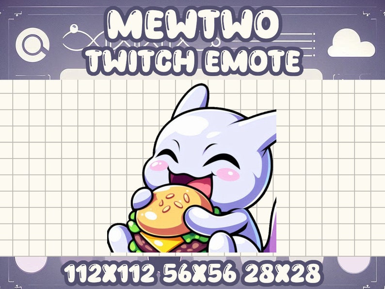 Mewtwo Burger Emote Pokémon Twitch & Discord Icons Cute Chibi Gamer ...