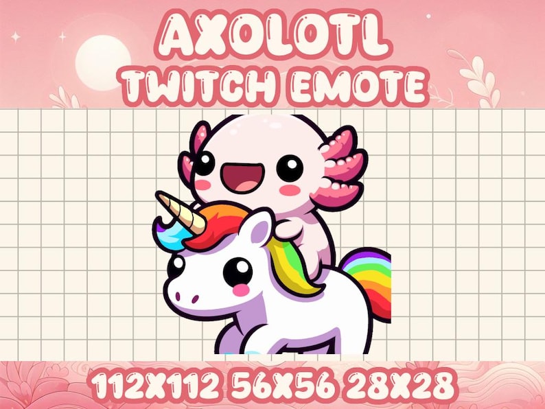 Pink Axolotl Unicorn Rider Emote for Discord and Twitch Streamers - Etsy