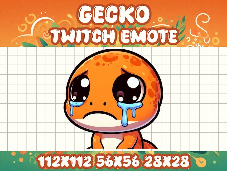 Gecko Sad Emote Cute Twitch & Discord Icons Kawaii Chibi Gamer Emotes ...