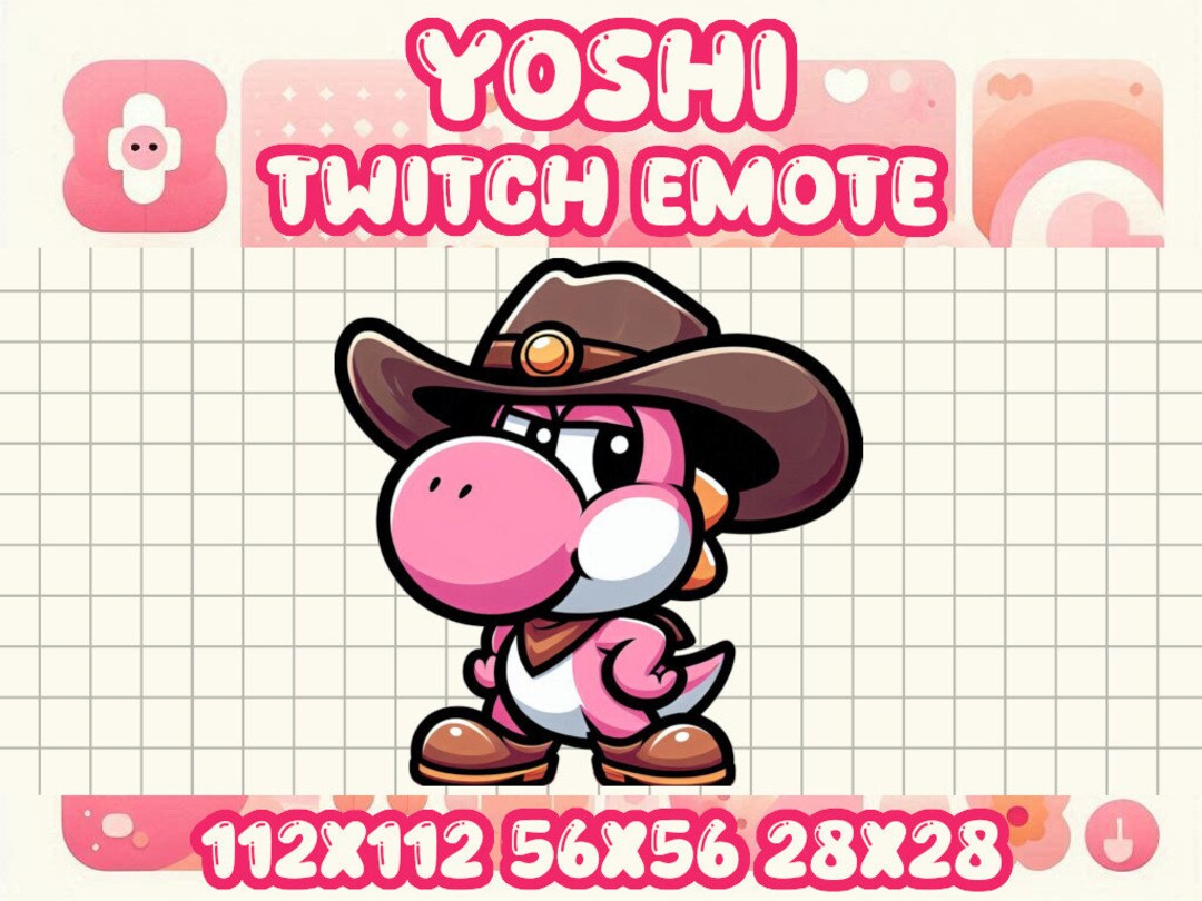 Pink Yoshi Cowboy Emote | Kawaii Western Icon for Twitch & Discord - Etsy