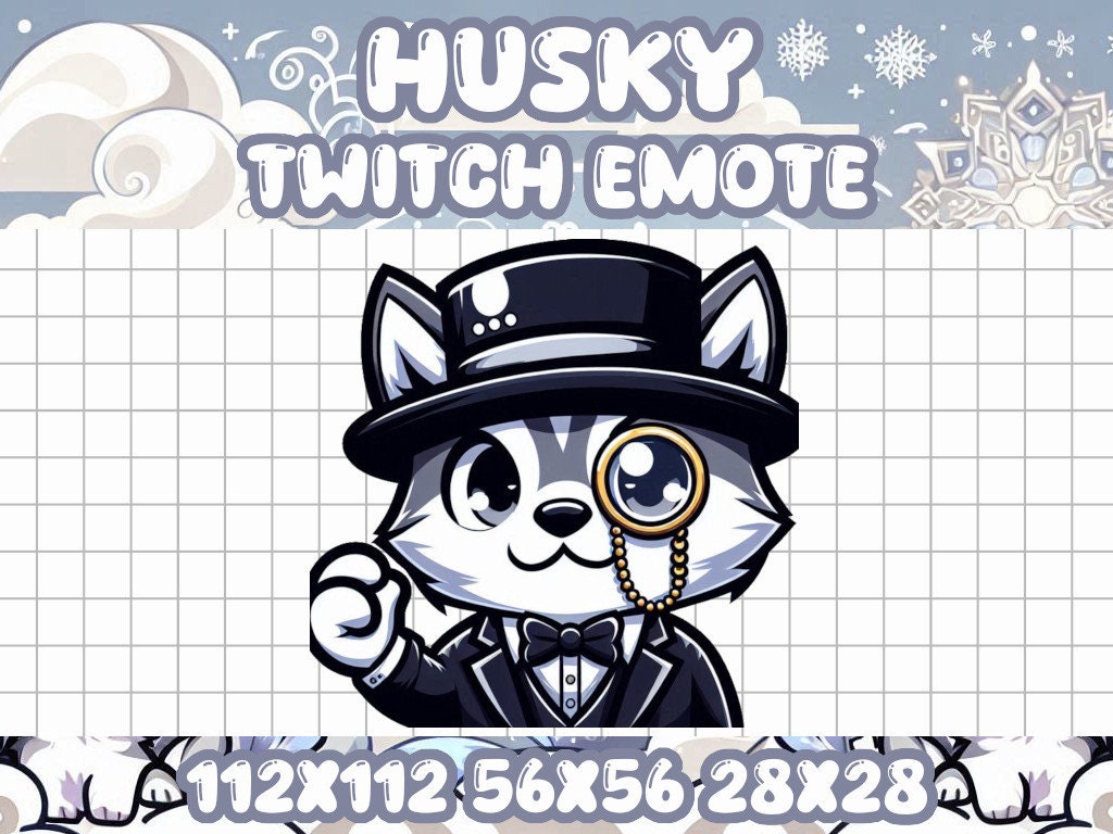 Husky Dapper Emote | Kawaii Monocle and Top Hat Icon for Twitch ...