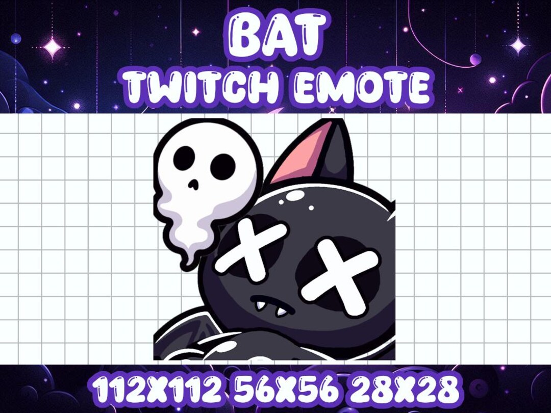 Black Bat Dead Emote for Twitch Discord Halloween Chibi Gamer Icon ...