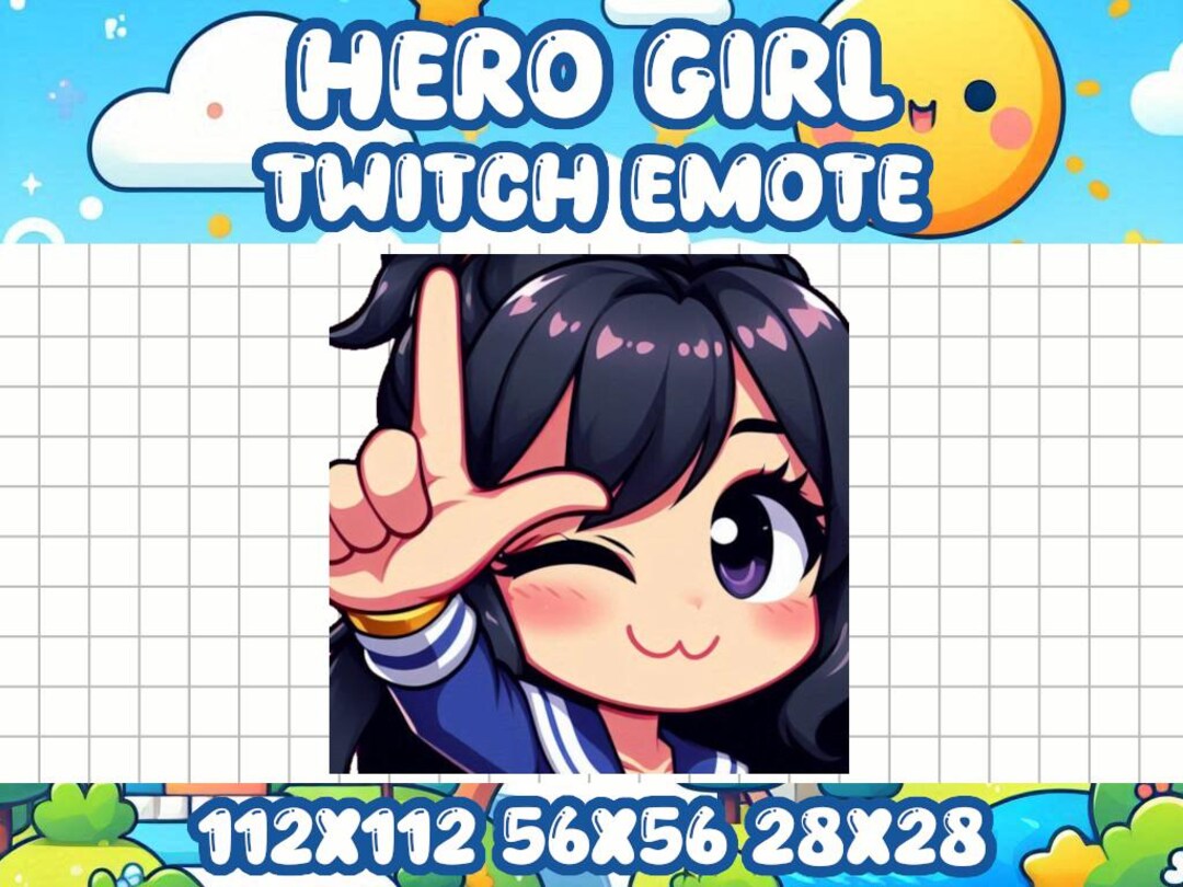 Hero Girl L Emote for Twitch and Discord Cute Chibi Icons for Gaming - Etsy