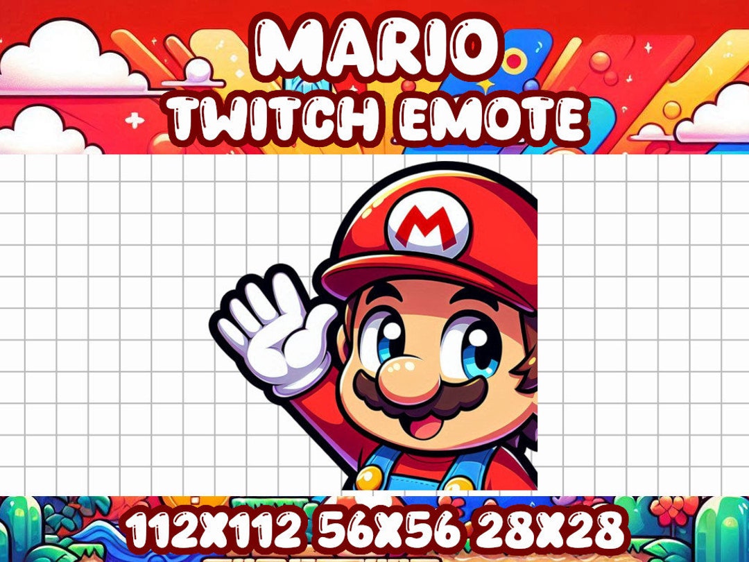 Mario Wave Emote Cute Kawaii Super Mario Bros Icon Adorable Gamer ...