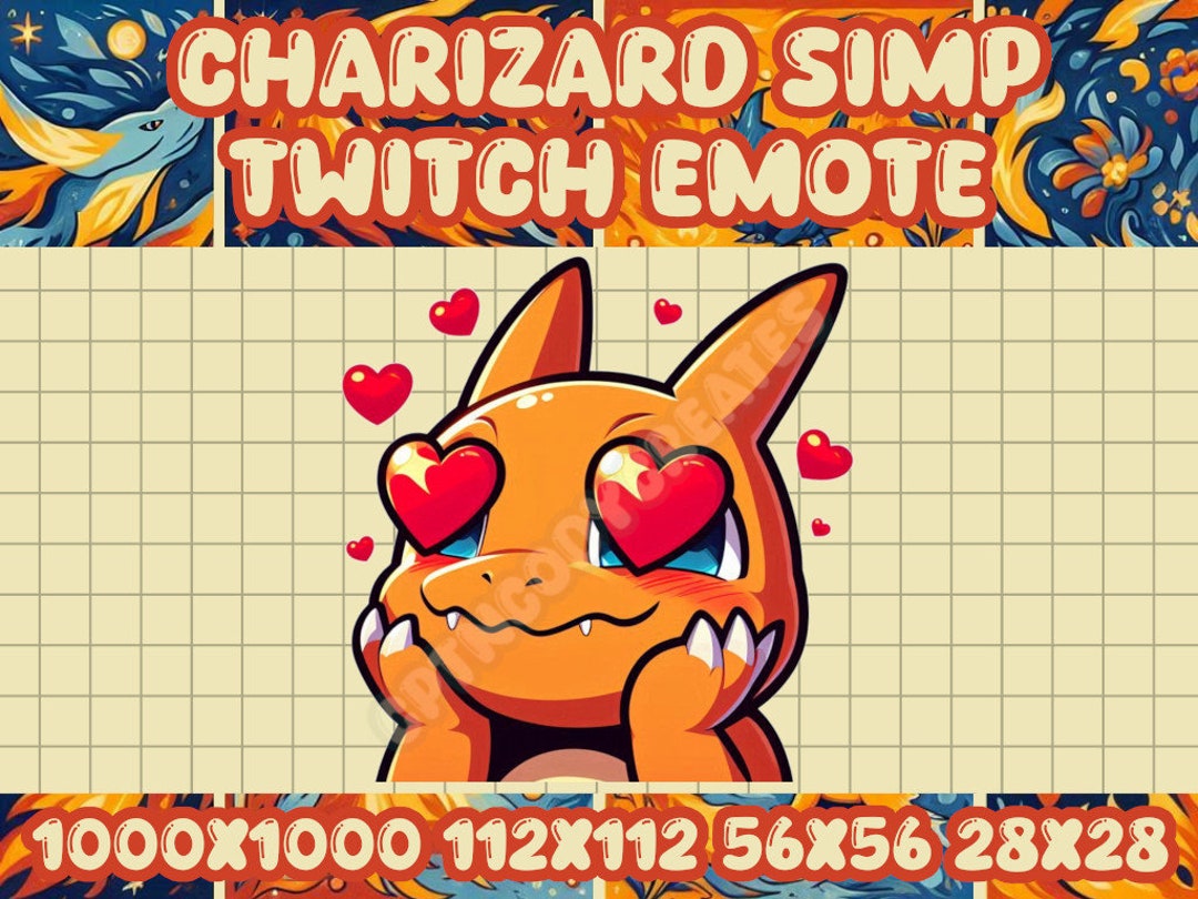 Charizard Simp Emote Pokémon Twitch & Discord Icons Fun Gamer Emotes ...