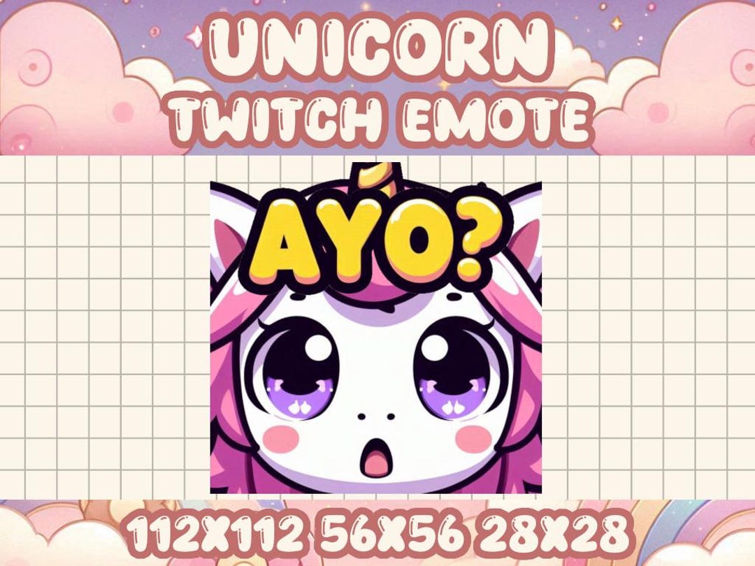 Unicorn Ayo? Emote | Cute Kawaii Fantasy Icons | Adorable Gamer Emotes ...