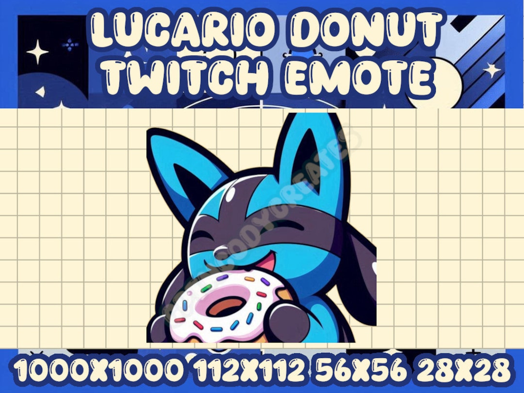 Lucario Donut Emote Pokémon Twitch & Discord Icons Kawaii Chibi Gamer ...