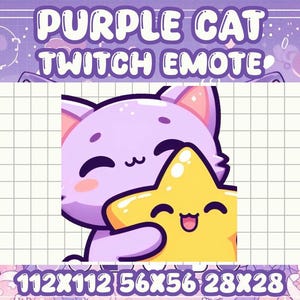 Purple Cat Star Emote | Kawaii Chibi Icon for Twitch and Discord - Etsy
