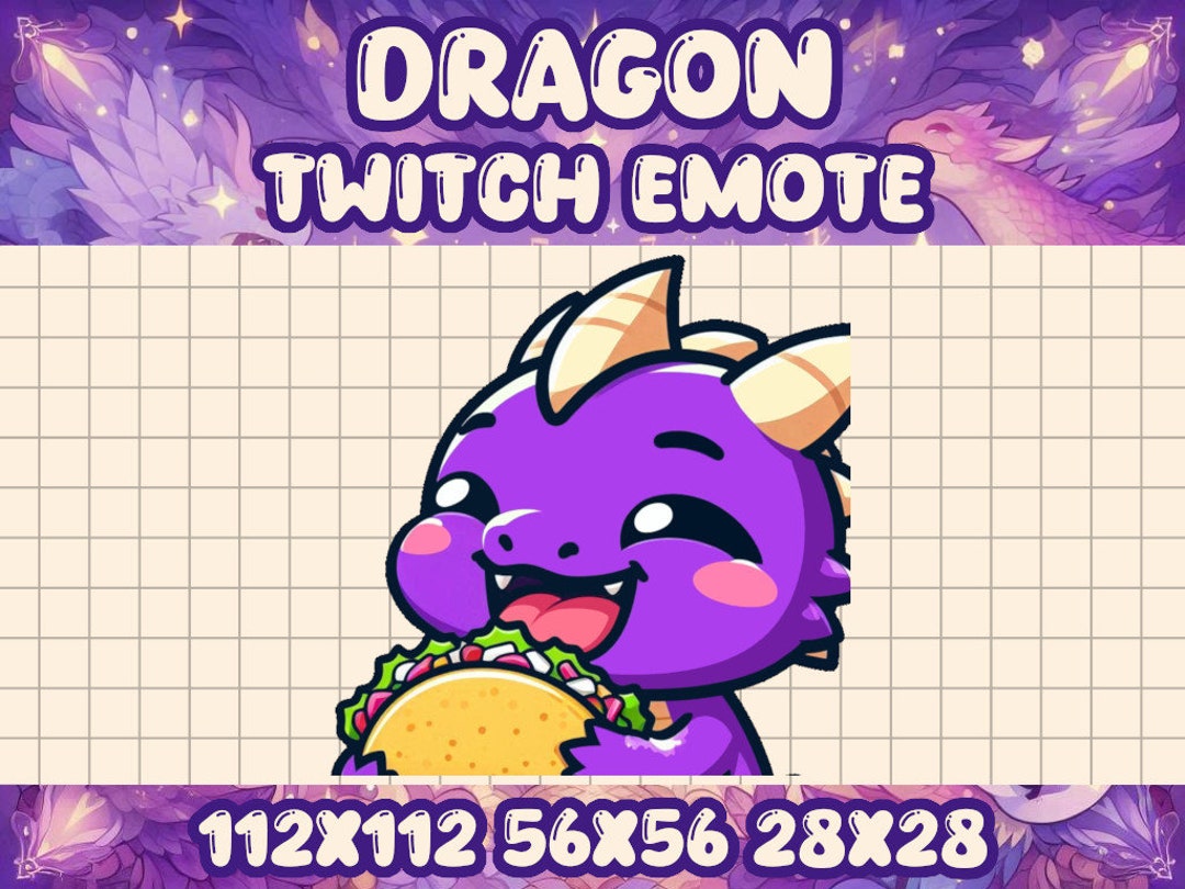 Purple Dragon Taco Emote Cute Kawaii Fantasy Icons Adorable Gamer ...