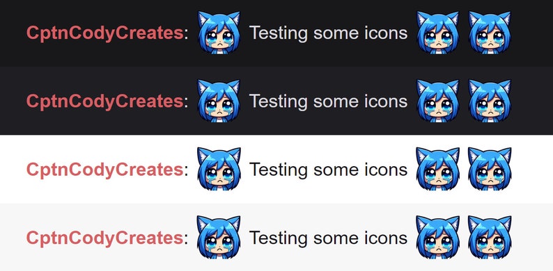Blue Cat Girl Sad Emote Cute Kawaii Chibi Icons Adorable Gamer Emotes ...