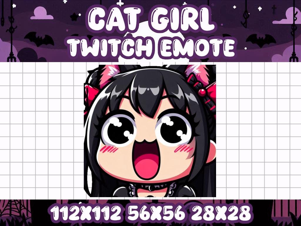 Goth Cat Girl POG Emote for Twitch and Discord Livestreams | Poggers ...