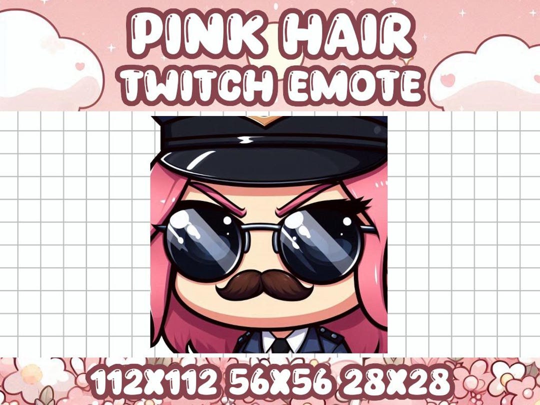 Pink Hair Girl Cop Emote | Cute Kawaii Chibi Police Icon for Twitch and ...
