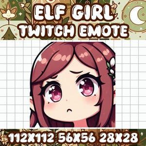 Elf Girl Confused Emote | Cute Kawaii Fantasy Chibi Icon for Twitch and ...