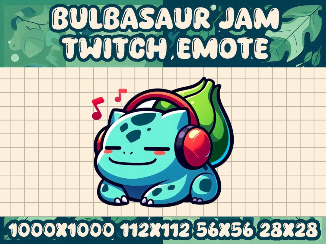 Bulbasaur Jam Emote Pokémon Twitch & Discord Icons Fun Gamer Emotes for ...