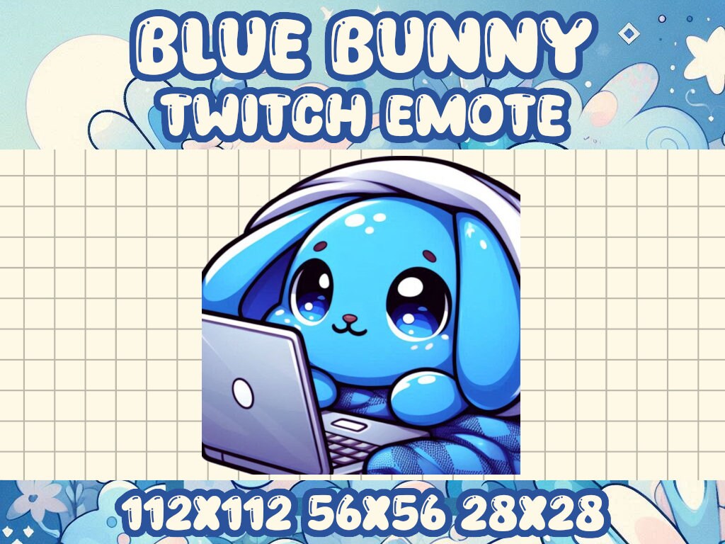 Blue Bunny Cozy Comfy Laptop Emote Cute Twitch & Discord Icon Kawaii ...
