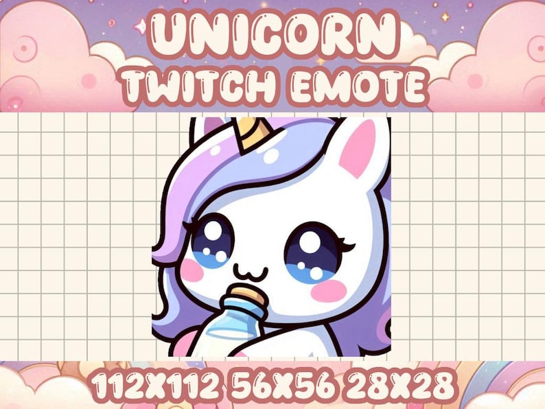 Unicorn Milk Emote | Cute Kawaii Chibi Drink Icon for Twitch and ...