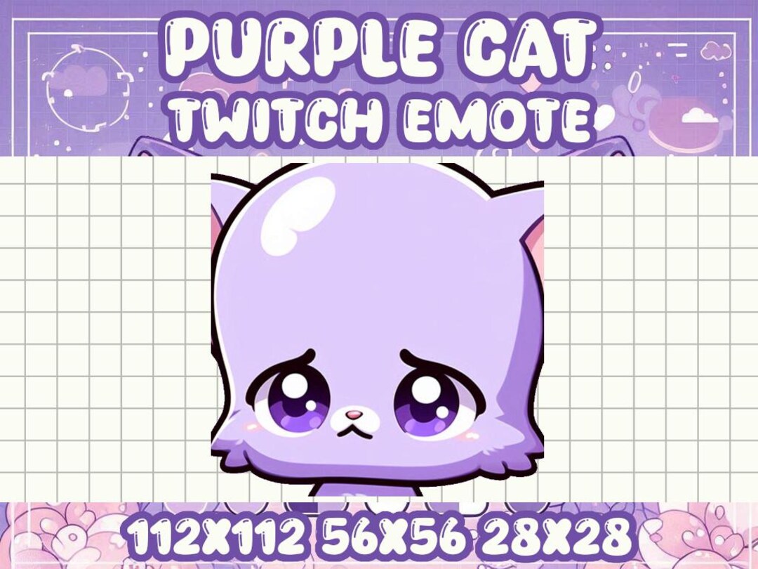 Purple Cat Fivehead Emote | Kawaii Chibi Icon for Twitch and Discord - Etsy