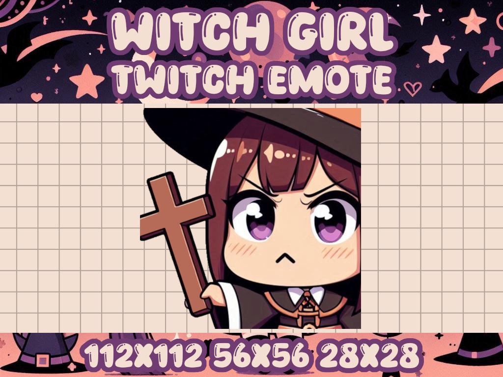 Witch Girl Cross Emote for Twitch and Discord - Cute Chibi Icons for ...