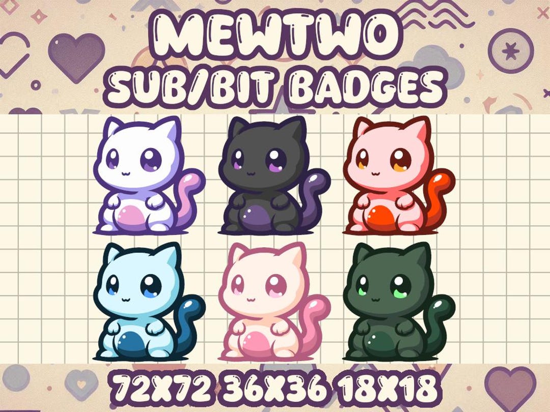 Mewtwo Sub or Bit Badge Icons for Twitch Streamers - Etsy