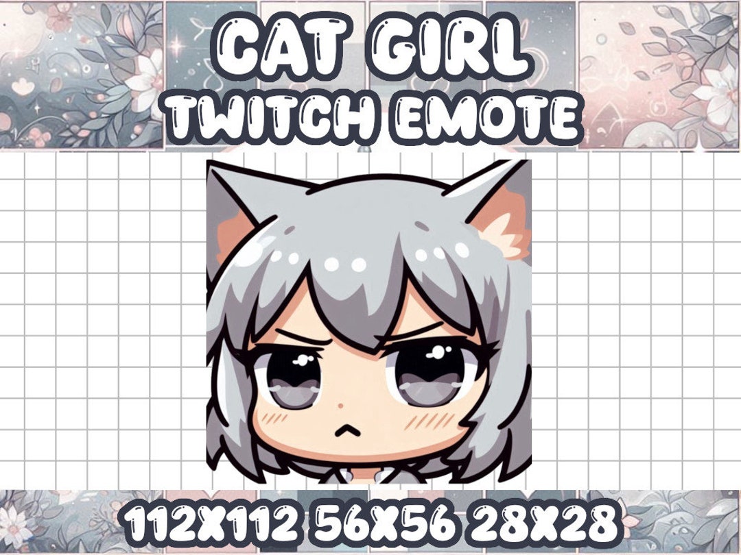 Silver Cat Girl SUS Emote Cute Kawaii Icon Adorable Gamer Emotes for ...