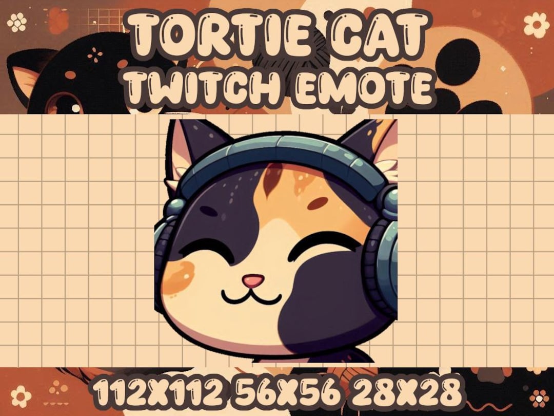 Tortoiseshell Cat Jam Emote Cute Twitch Discord Icon Kawaii Chibi Gamer ...